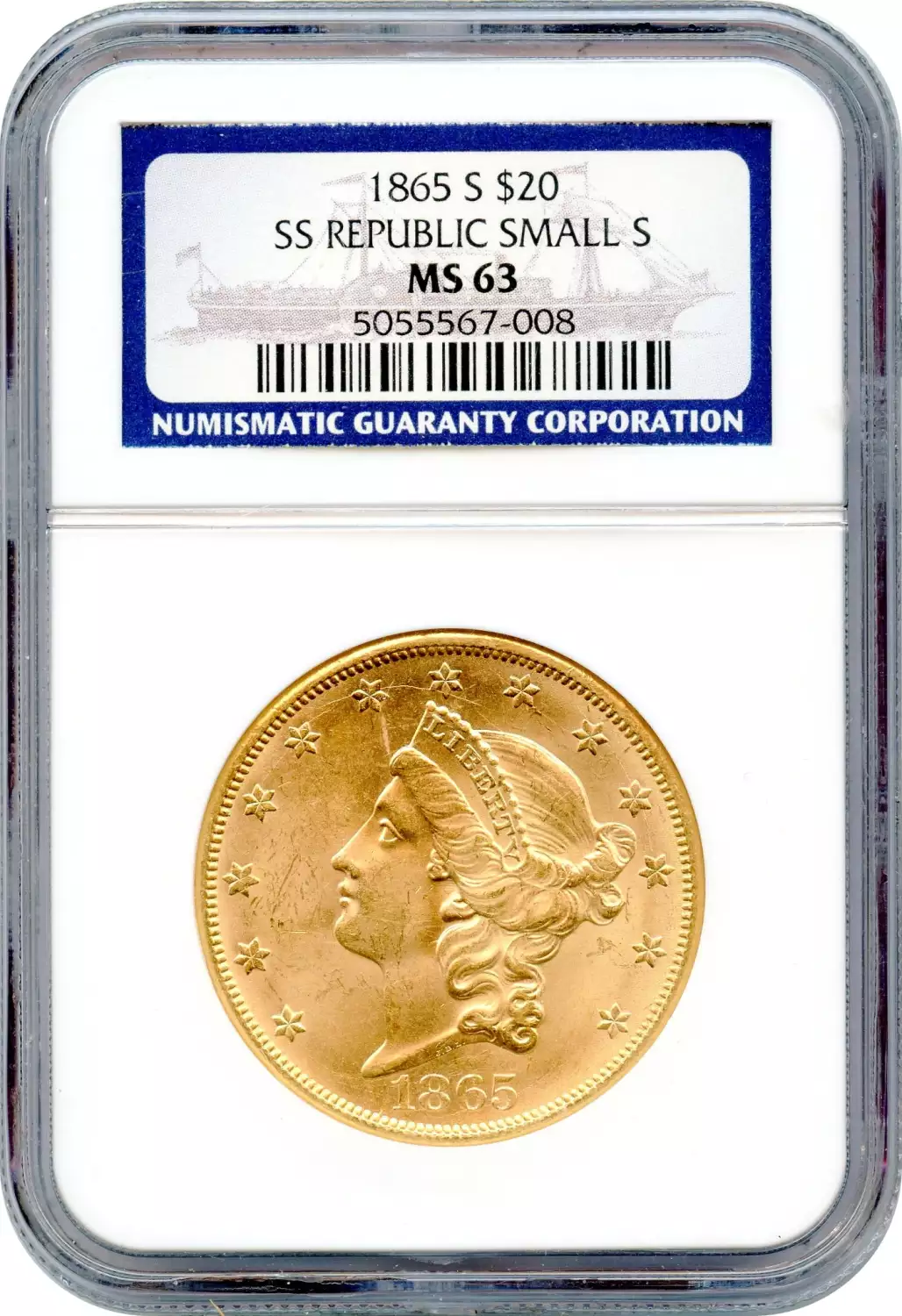 Collectors Corner - 1865-S $20 MS63 NGC - #70789413