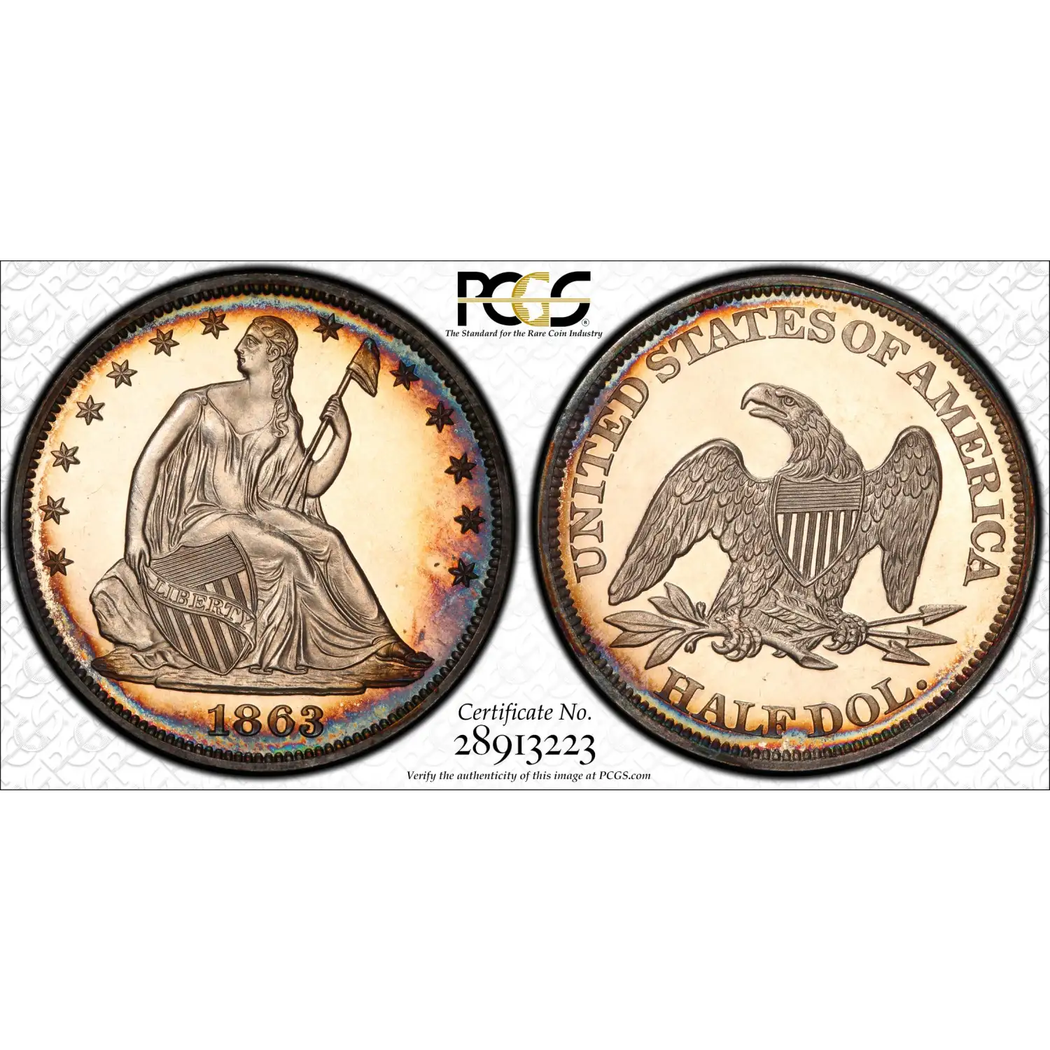 1863 50C Liberty Seated Half Dollar PCGS PR-64 Cameo CAC - AU Capital ...