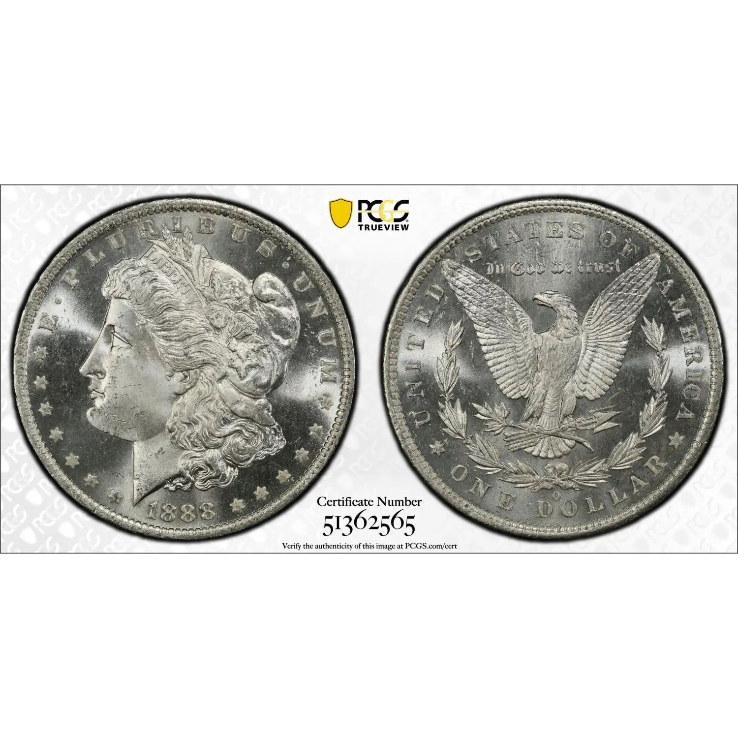 1888-O $1 Morgan Silver Dollar PCGS MS-66 Prooflike Sight White - AU ...
