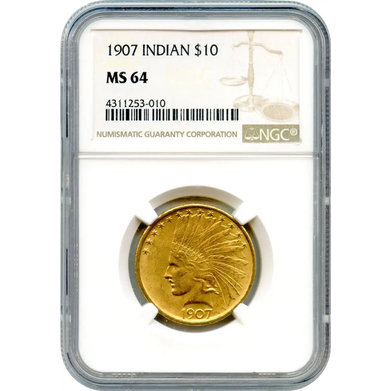 1907 $10 Indian Head Eagle NGC MS-64 - AU Capital Management, LLC