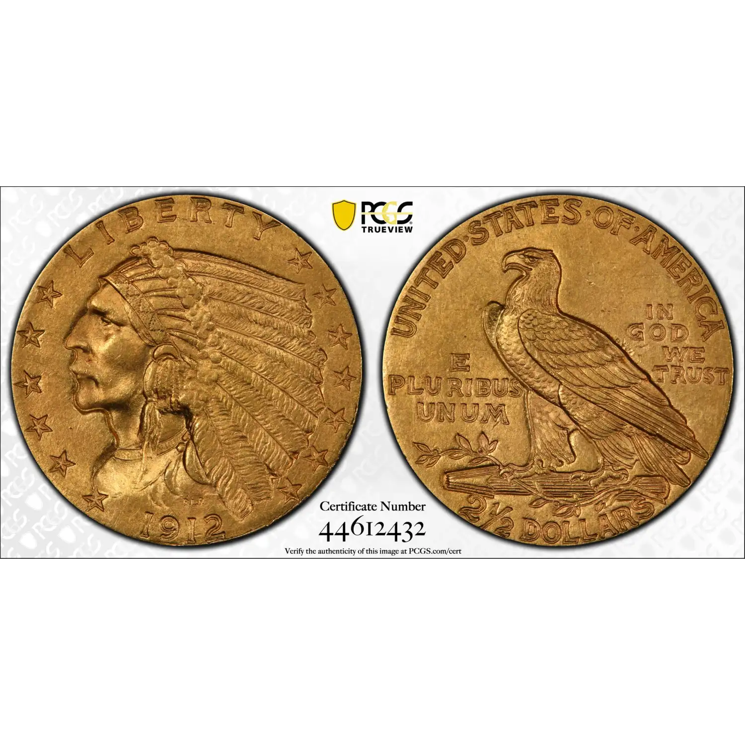 1912 $2.50 Indian Head Quarter Eagle PCGS MS-63 - AU Capital Management ...