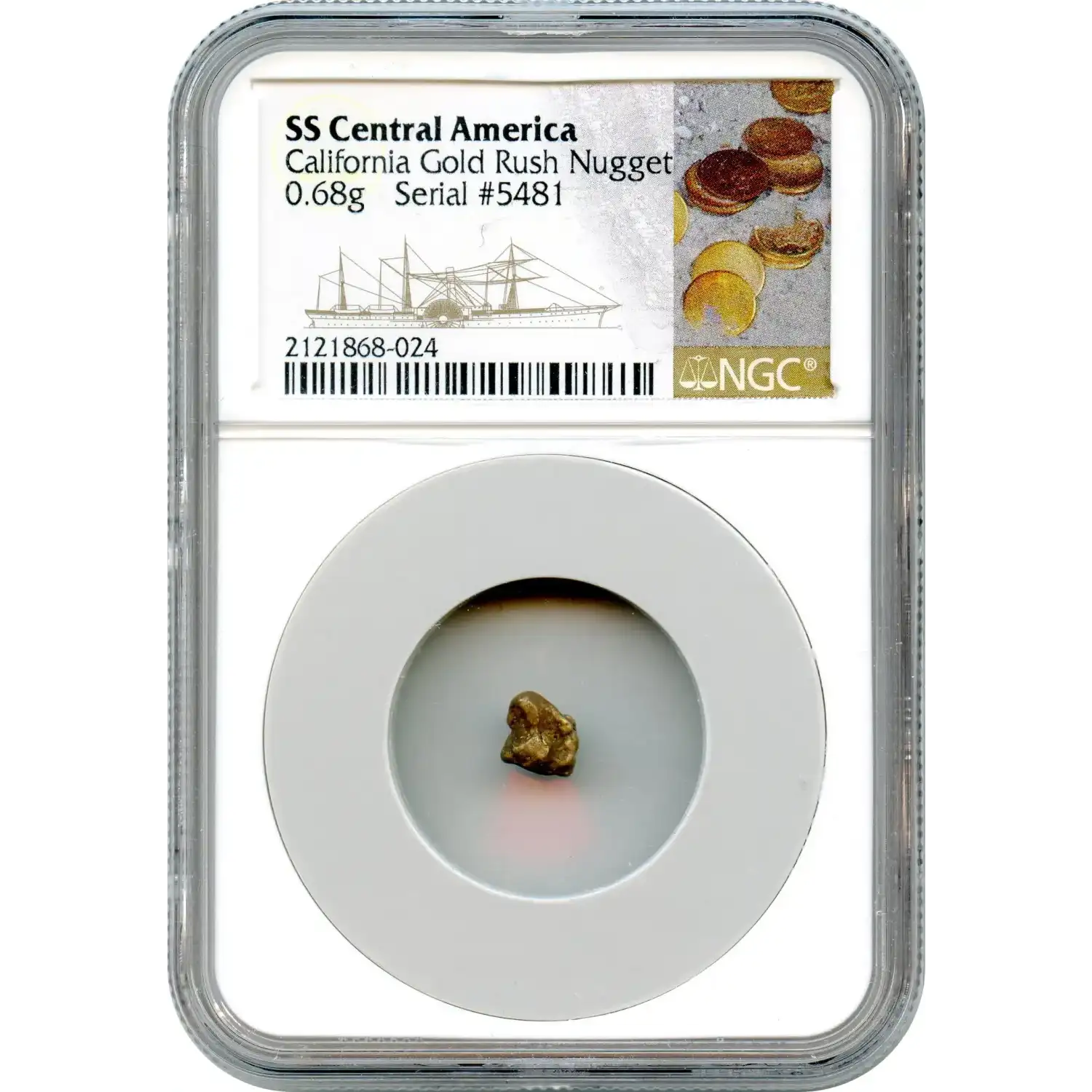 c.1857 California Gold Rush - Gold Nugget NGC MS-60 .68g, Ex.SS Central ...